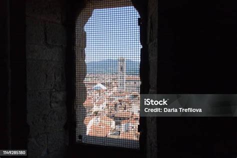 붉은 지붕과 지오토의 종탑이 있는 피렌체의 도시 경관 좁은 창에서 볼 베 키 오 타워 피렌체 토스카나 이탈리아의 철 격자 0명에 대한 스톡 사진 및 기타 이미지 Istock