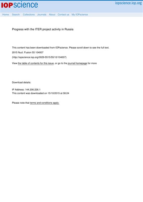 Pdf Progress With The Iter Project Activity In Russia