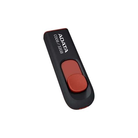 ADATA C008 32GB USB 2 0 Type A Black Red Flash Drive AC008 32G RKD PC Shopper