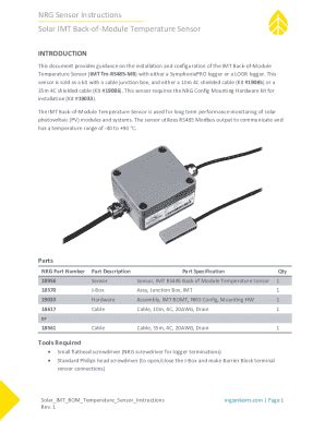 Fillable Online Solar IMT Back Of Module Temperature Sensor Fax Email