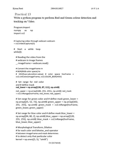 Practical 13 Write A Python Program To Perform Red And Green Colour