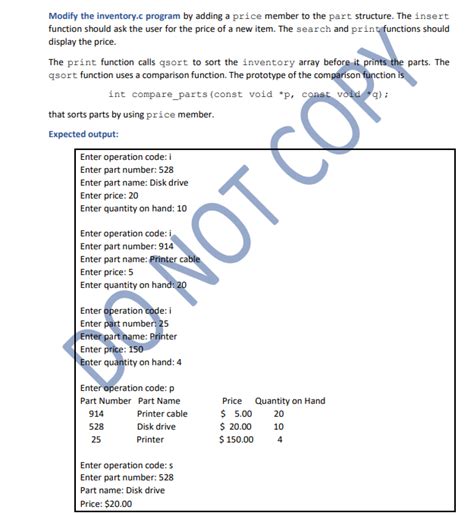 Solved Modify The Inventoryc Program By Adding A Price