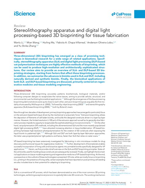 Pdf Stereolithography Apparatus And Digital Light Processing Based 3d Bioprinting For Tissue