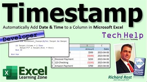 Timestamp Rows With Microsoft Excel Vba Computer Learning Zone