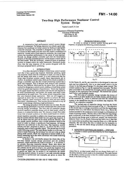 Twostep High Performance Nonlinear Control System Design Pdf