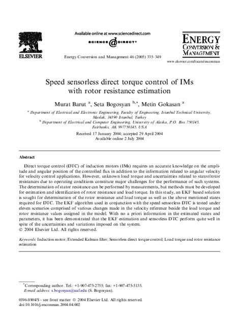 Pdf Speed Sensorless Direct Torque Control Of Ims With Rotor Resistance Estimation