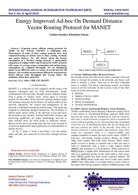 Pdf Energy Improved Ad Hoc On Demand Distance Vector Routing Protocol For Manet Ijrt Online
