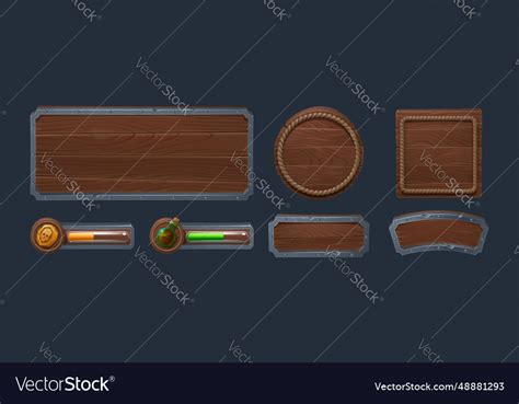 Wooden Frames And Boards For Game Ui Design Vector Image
