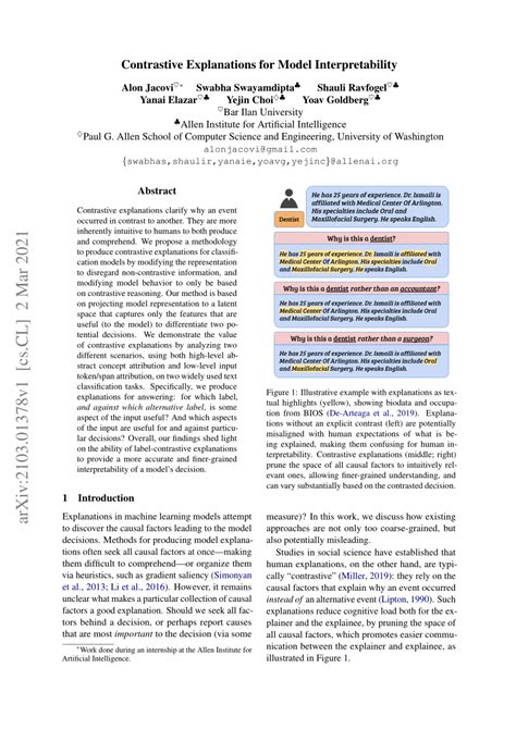 Pdf Contrastive Explanations For Model Interpretability