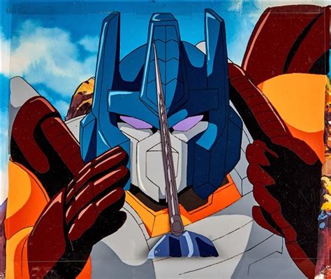 Transformers By Toei Animation Co Ltd Transformers Animation Cel With Dougas Gengas And Hand