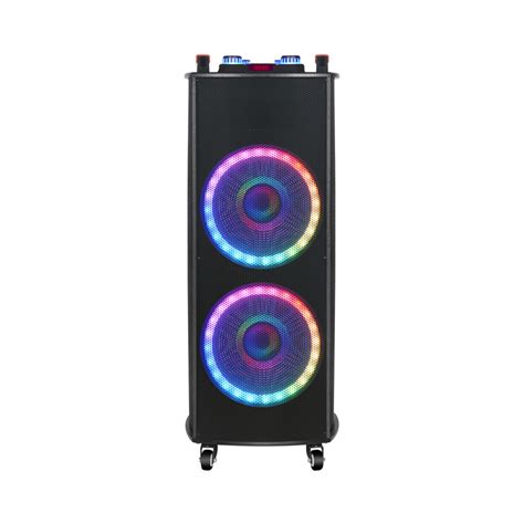 Ndr 1212s 100W Dual 12 Inch High Power Party Wooden Speaker With LED Light Built In Battery
