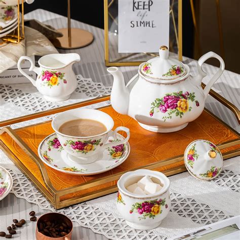 Buy Daveinmic 22 Pieces Porcelain Tea Setvintage Floral Tea T Sets