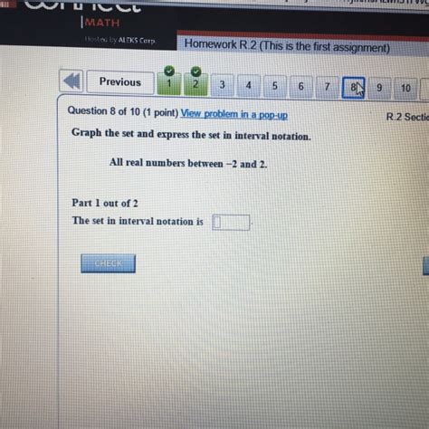 Solved Graph The Set And Express The Set In Interval