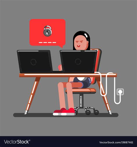 Girl Hacker Cant Hack Royalty Free Vector Image