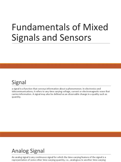 Fundamentals Of Mixed Signals And Sensors Pdf Pdf