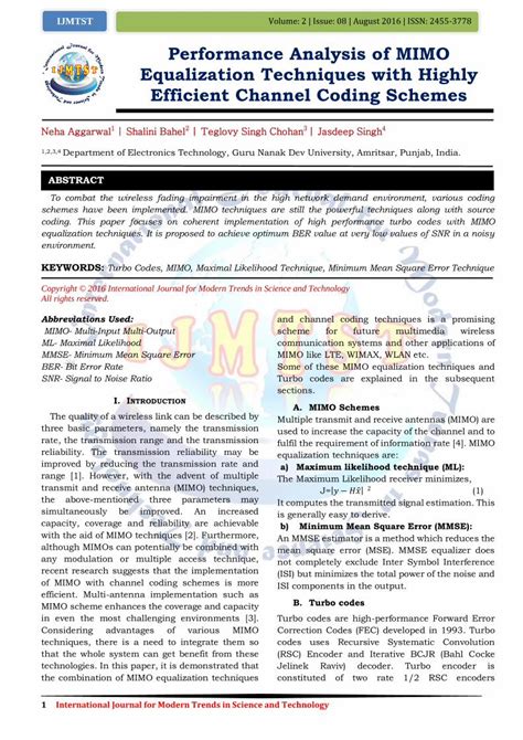 Pdf Performance Analysis Of Mimo Equalization Techniques … Documents 115ijmtst020801