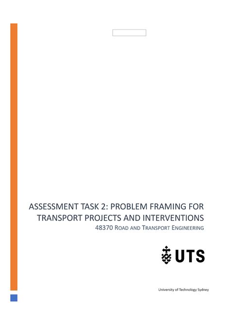 Road And Transport Assignment 2 Assessment Task 2 Problem Framing