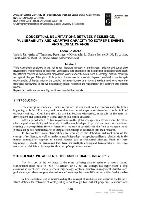 Pdf Conceptual Delimitations Between Resilience Vulnerability And