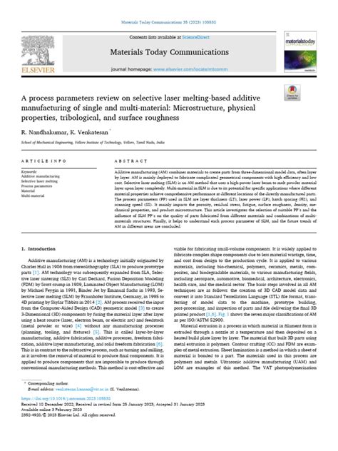A Process Parameters Review On Selective Laser Melting Based Pdf