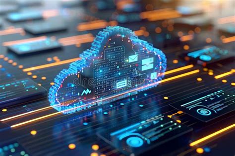 An 3d Render Of Cloud With Multiple Devices Connected To It Glowing Elements And Data