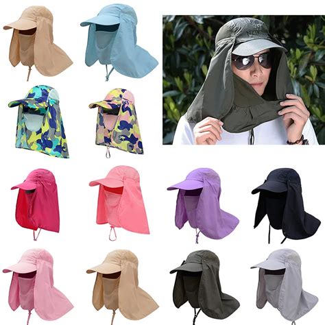 야외 스포츠 하이킹 바이저 모자 자외선 차단 얼굴 목 커버 낚시 태양 보호 캡 최고의 품질 얼굴 목 커버 태양 보호낚시모자 Aliexpress