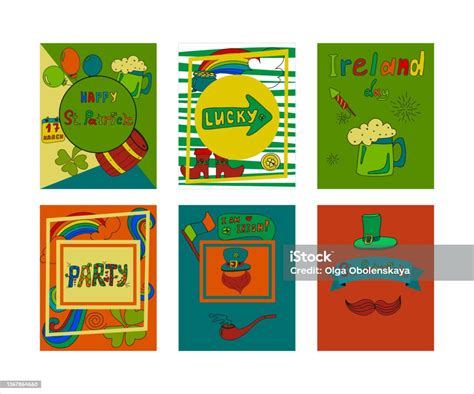 손으로 그린 사진과 성 패트릭의 날 인사말 카드 맥주 낙서 아일랜드 술집 바 파티 3월 17일 아일랜드 휴일엽수 초대장 광고 또는 배너용 템플릿 벡터 일러스트레이션 무지개에