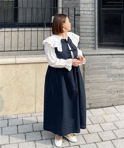 양면가능 곤색노랑 투웨이 리본 플레어 나시 롱 원피스 에이블리