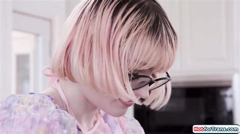 Trans Walks In On Busty Blonde Shemale Roommate Masturbating