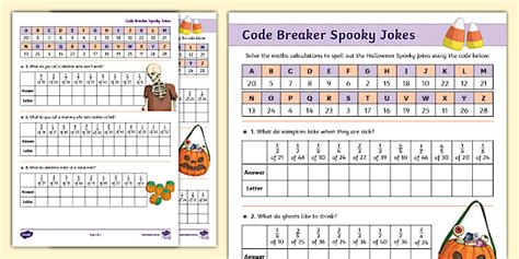 Halloween Code Breaker Spooky Jokes Yr 5 6 Professor Feito