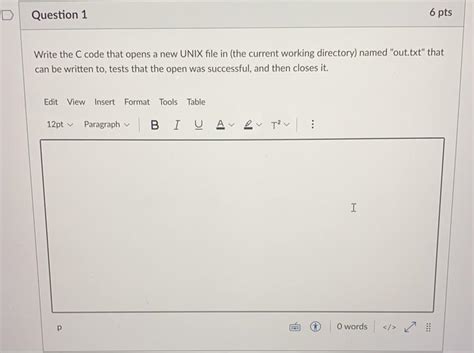 solved question 1 6 pts write the c code that opens a new