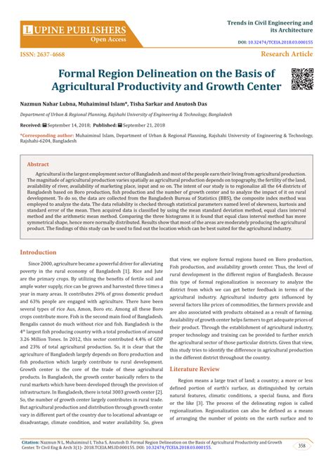 Pdf Formal Region Delineation On The Basis Of Agricultural Productivity And Growth Center