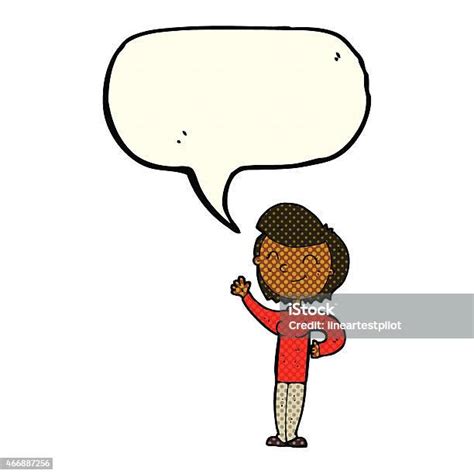 말풍선이 있는 손 흔드는 여자 친근하다 말풍선을 2015년에 대한 스톡 벡터 아트 및 기타 이미지 2015년 귀여운