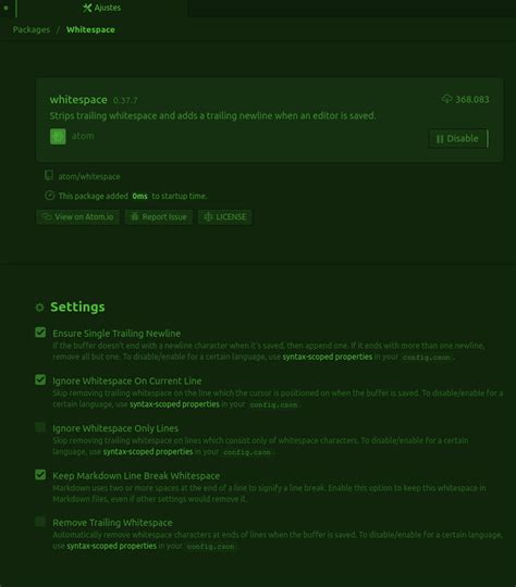 Howto Evitar Que Atom Elimine Espacios En Blanco Al Final De Línea