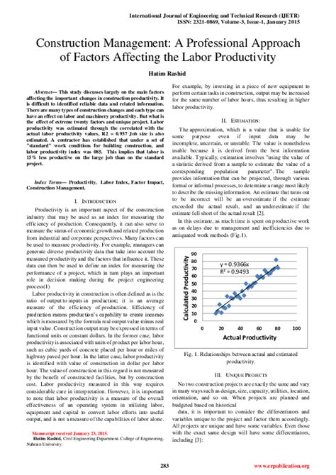Pdf Construction Management A Professional Approach Of Factors Affecting The Labor Productivity