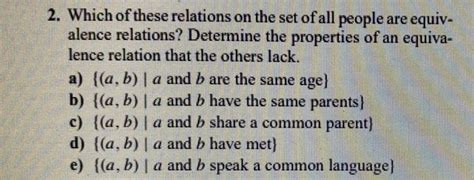 Solved What Are The Equivalence Classes Of The Chegg
