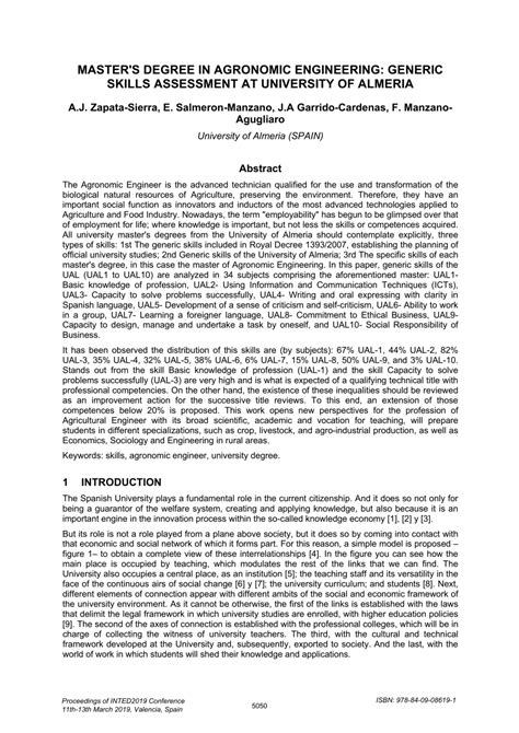 Pdf Masters Degree In Agronomic Engineering Generic Skills Assessment At University Of Almeria