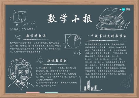 灰白色数学黑板手绘学校宣传中文手抄报 模板 Canva可画