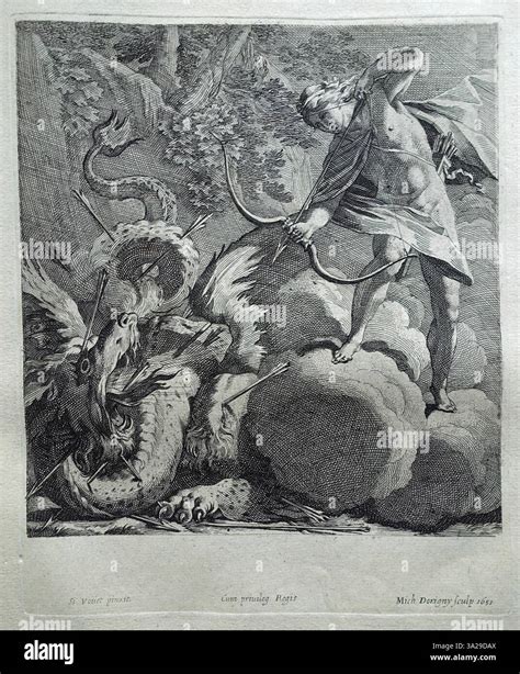 Apollo Is Shown In The Upper Right Aiming An Arrow At The Serpent