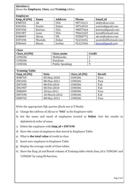 Solved Write The Appropriate Sql Queries Each One Is 5
