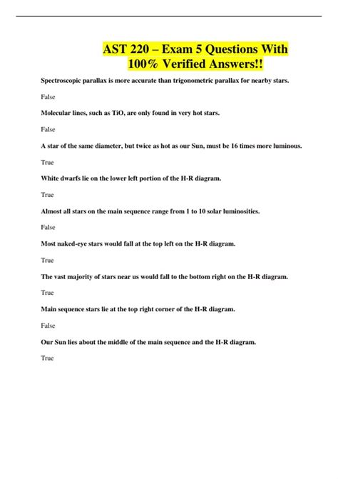 Ast 220 Exam 5 Questions With 100 Verified Answers Ast 220 Stuvia Us