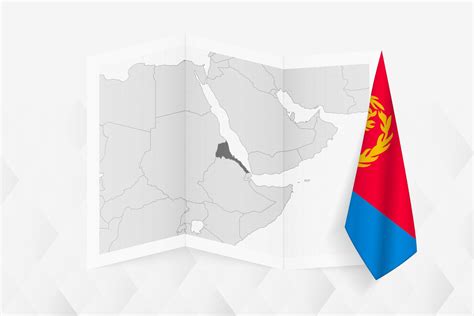 A Grayscale Map Of Eritrea With A Hanging Eritrean Flag On One Side Map For Many Types Of News