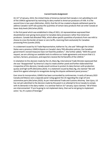 Current Events Assignment Pdf Economies International Business