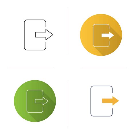 Exit Button Icon Log Out Send File Flat Design Linear And Color