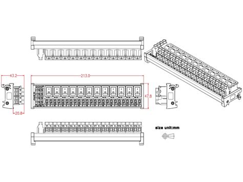 DIN Rail Mount 12 Channel Rocker Switch DC Power Distribution Strip Module