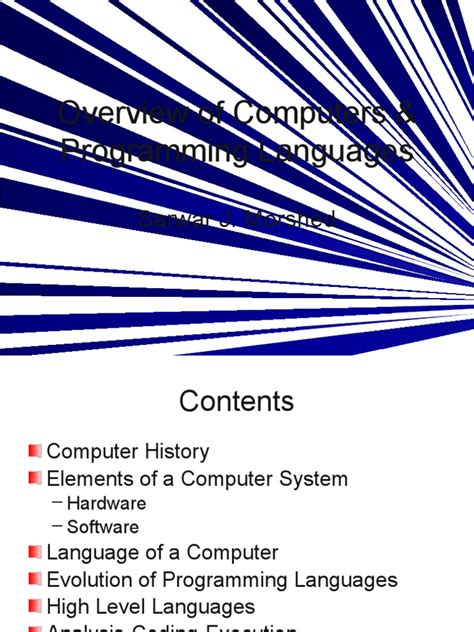 Overview Of Computers And Programming Languages Sarwar J Morshed Pdf Assembly Language