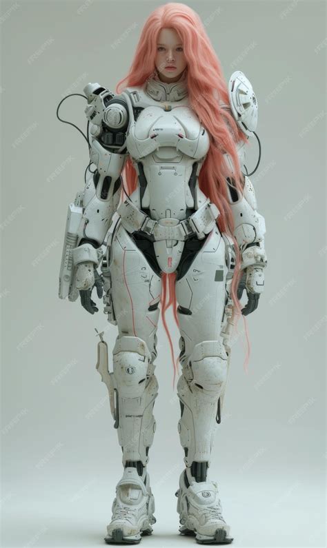 Premium Photo Female Cyborg Robot Girl In Exoskeleton Glossy Shiny