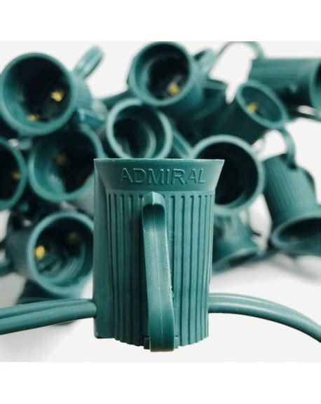 C9 Christmas Light String Patio Event Lighting 50 Green Cord 12 Socket Spacing E17