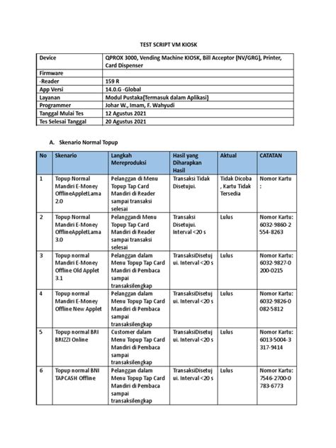 Draft Script Test Vm Kiosk V10 Bahasa Pdf