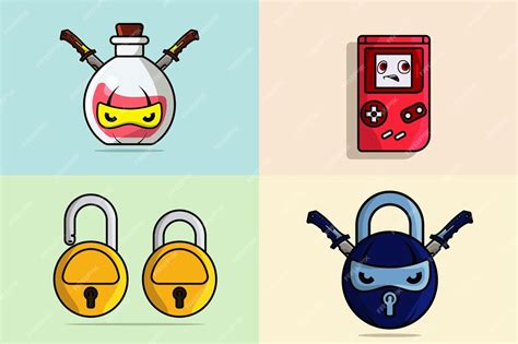 Premium Vector Set Of Padlock For Password Secure With Gamepad Vector