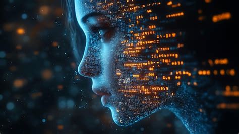 A Blue Digital Hacker With Glowing Binary Code Ai In Cybersecurity